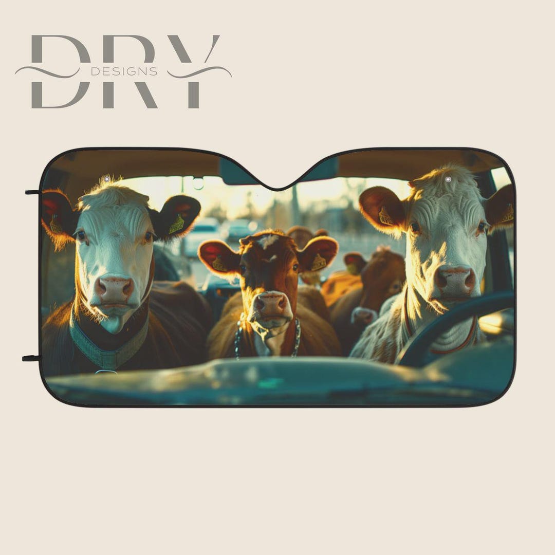Cute Cow Car Sun Shade, Windscreen UV Protection, Funny Auto Windshield ...