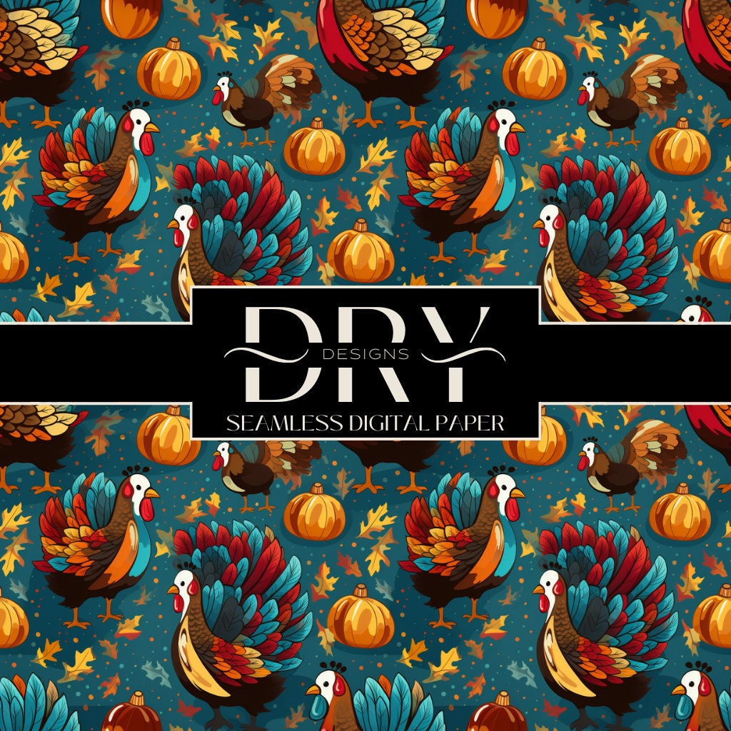 Thanksgiving Turkey SEAMLESS File, Craft Digital Paper, Instant ...