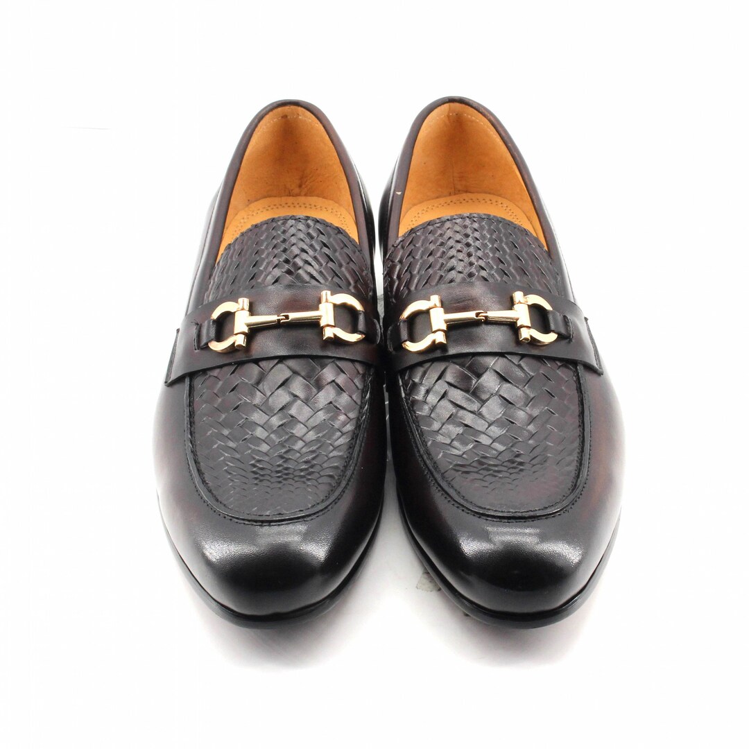 Woven Braided With Aniline Apron Toe Slip on Penny Loafer With Buckle ...