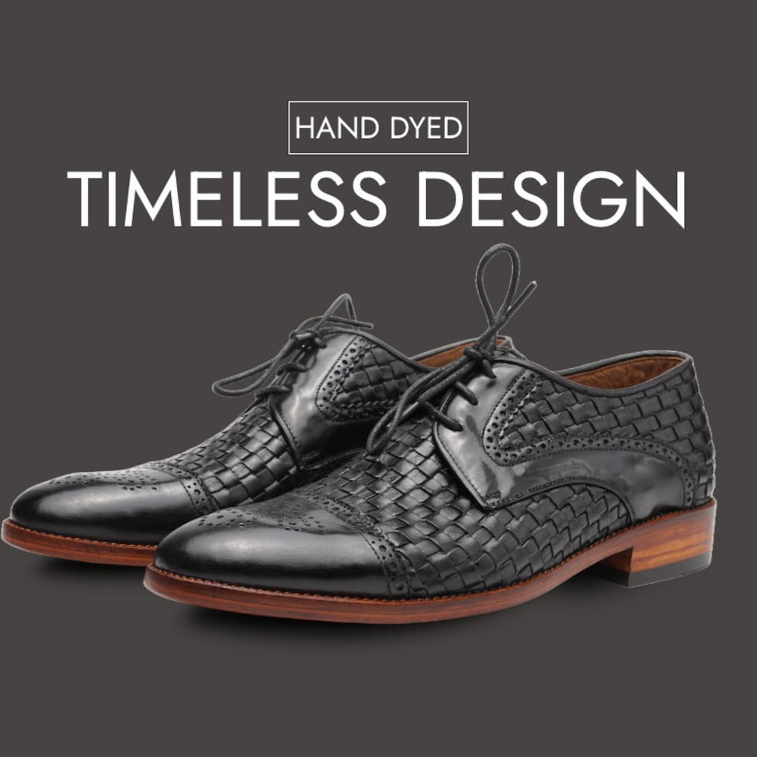 Cap Toe Semi Brogue Square Toe Hand Woven Quarter Laced Derby in Cognac ...