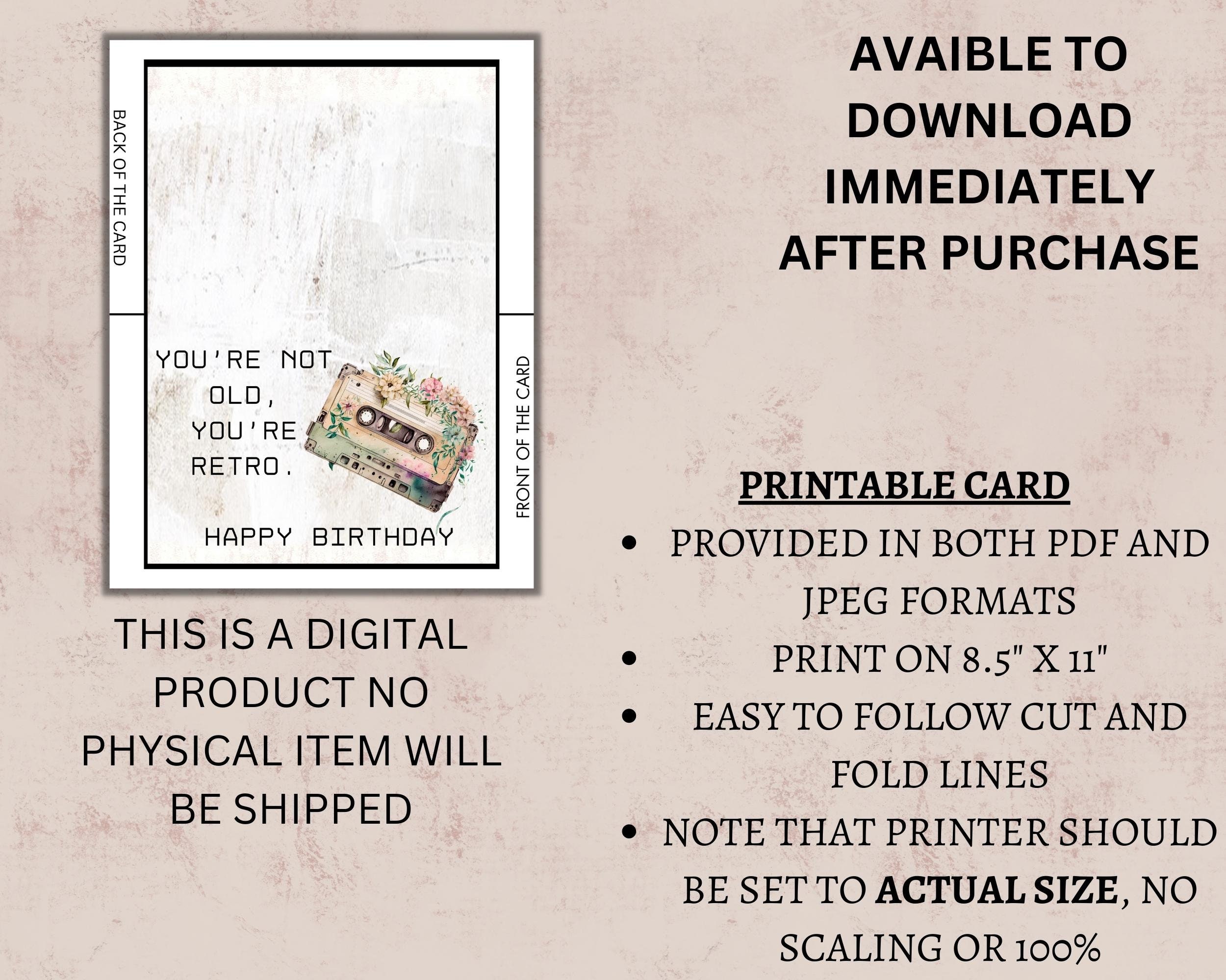 Retro Birthday Card Funny Birthday Card Printable Birthday Card Digital ...