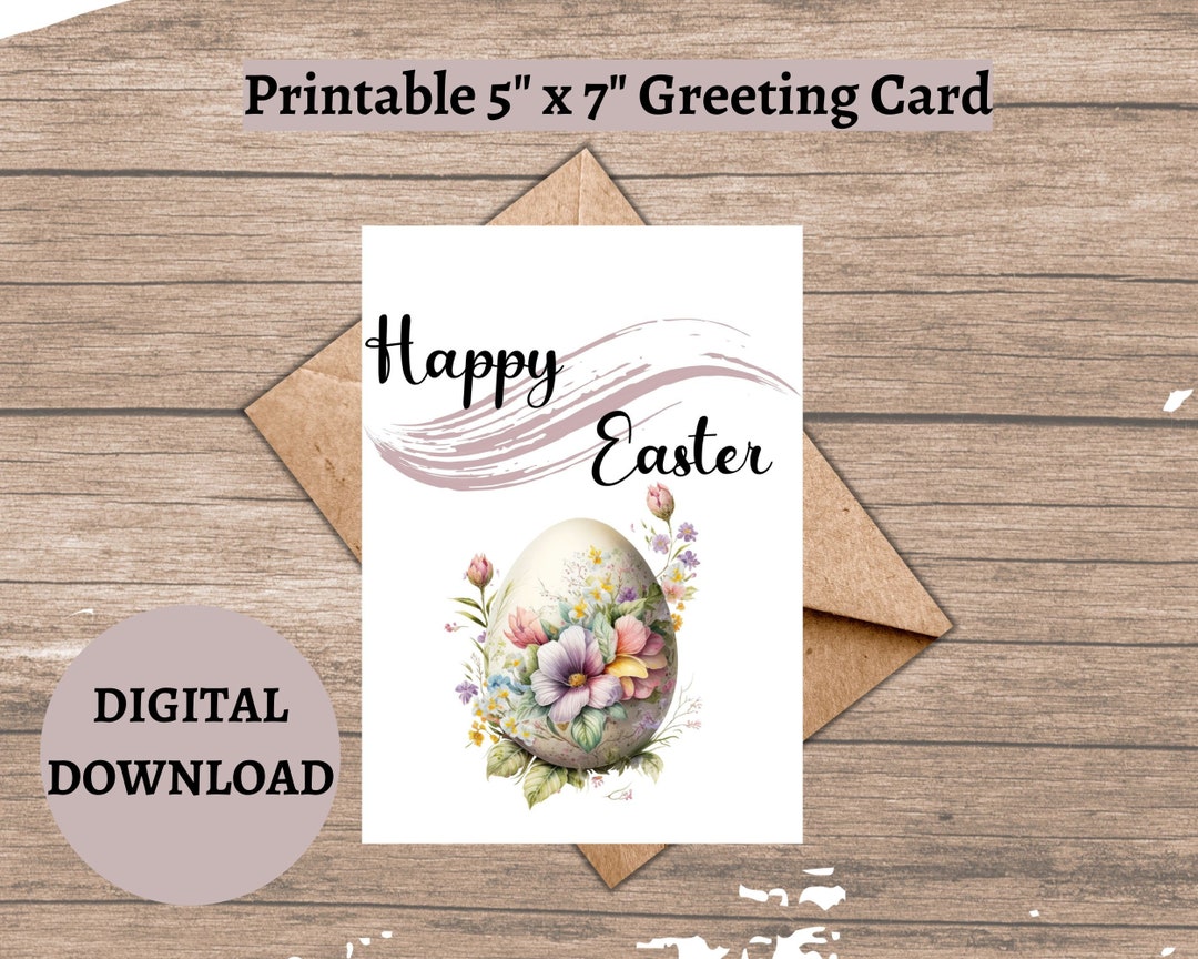 Elegant Happy Easter Printable Card / Instant Download - Etsy