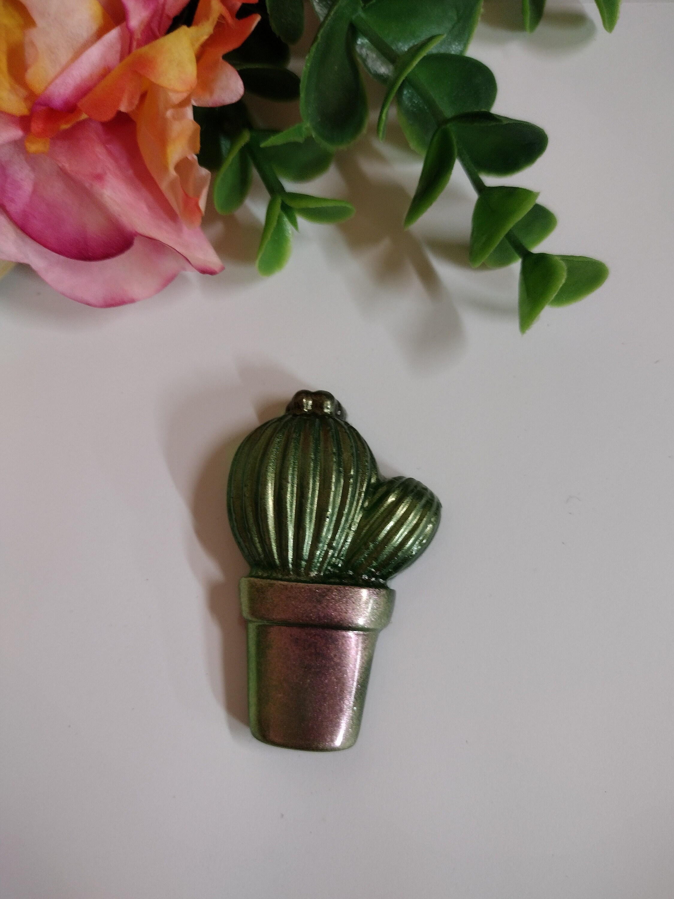 Resin Magnet, Color Shift Metallic Resin, Potted Cactus, Succulent ...