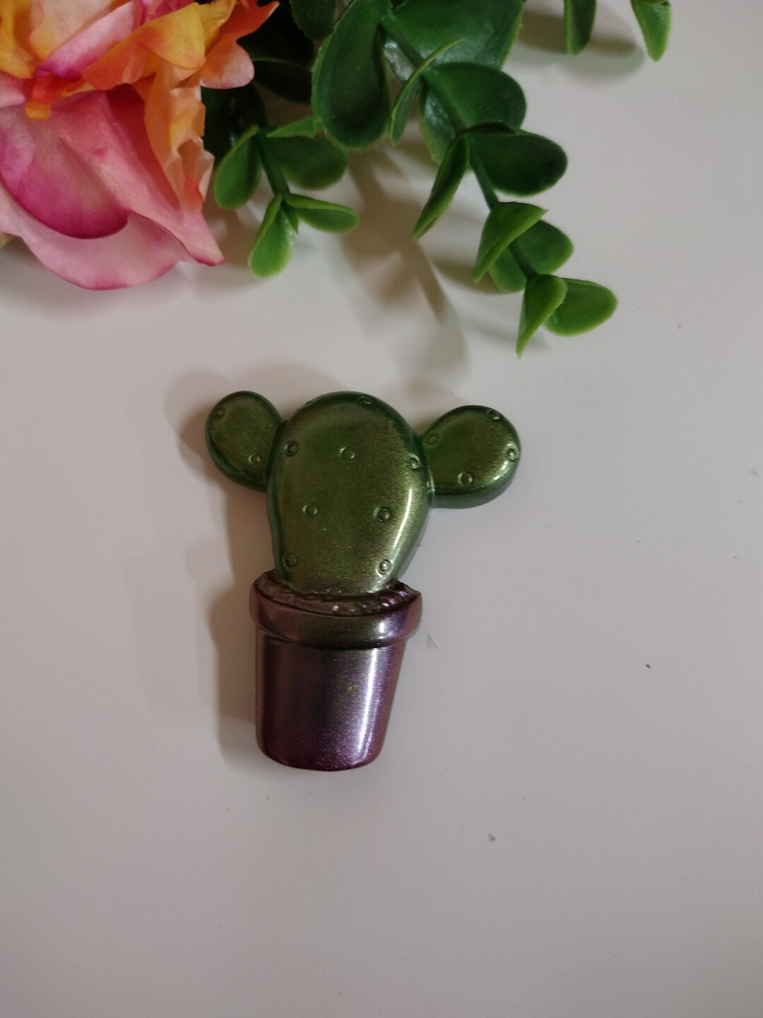 Resin Magnet, Color Shift Metallic Resin, Potted Cactus, Succulent ...