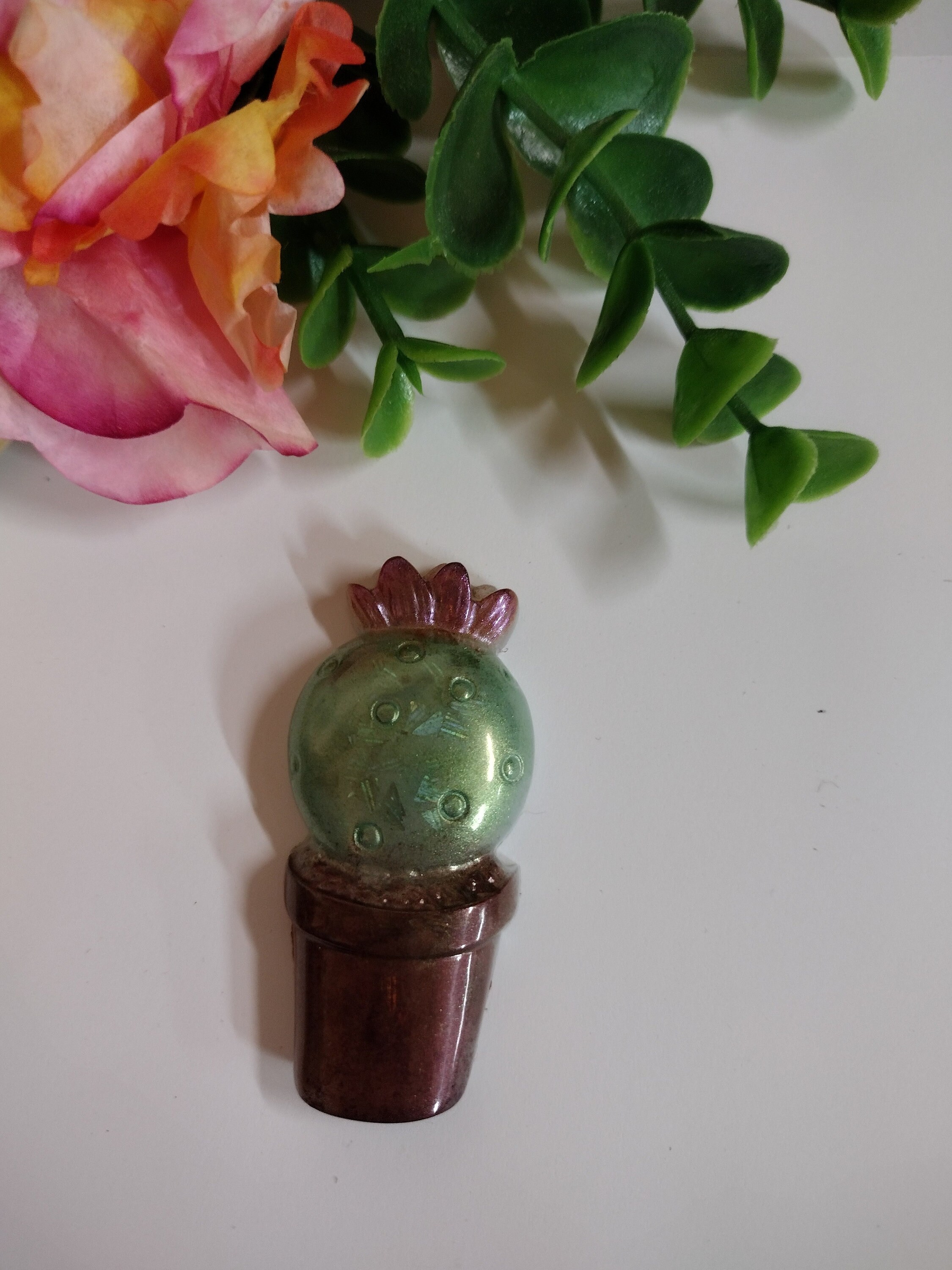 Resin Magnet, Color Shift Metallic Resin, Potted Cactus, Succulent ...