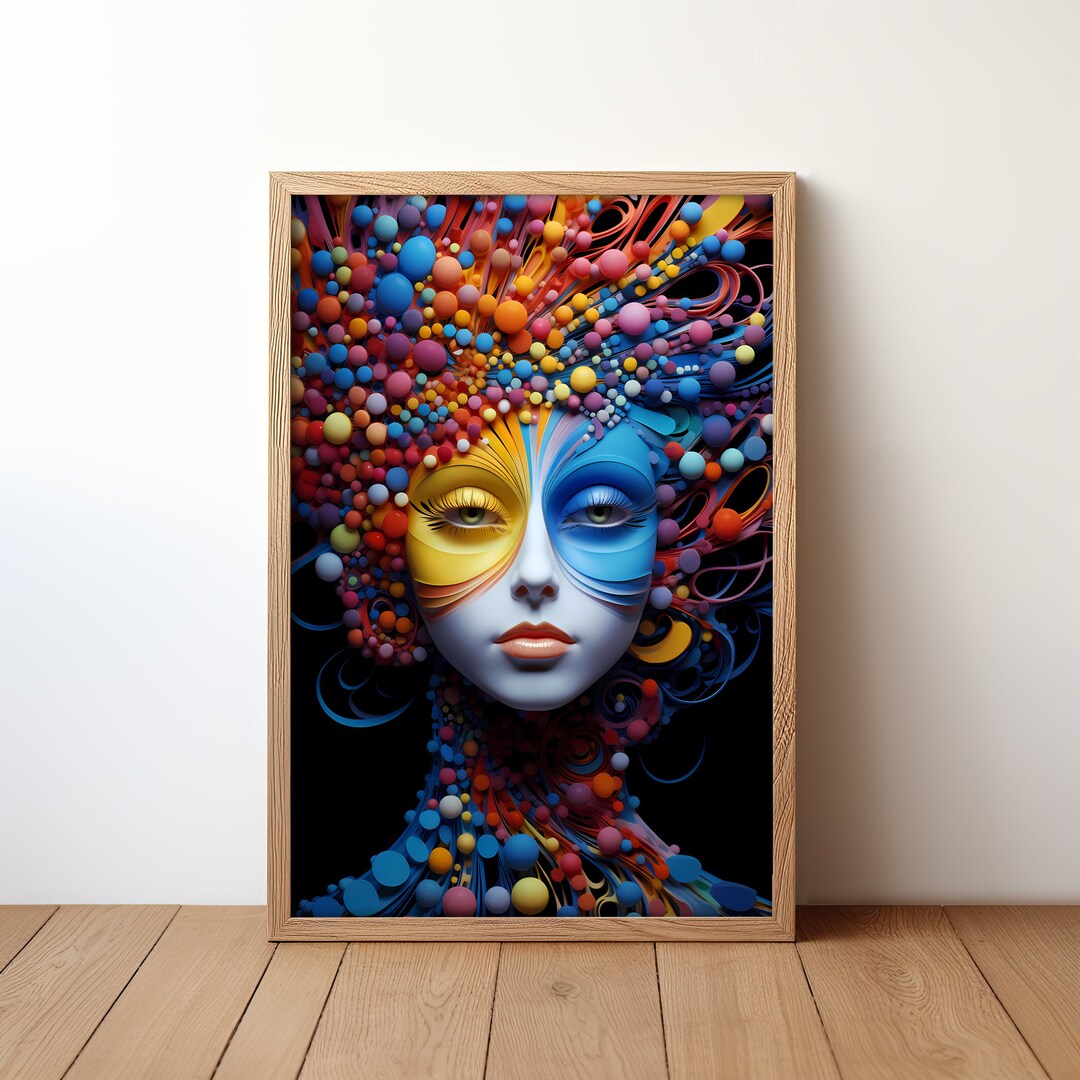 Goddess Rainbow Bubble Girl Color Fantastic Vibrant Art Surreal Design Maximalist Woman