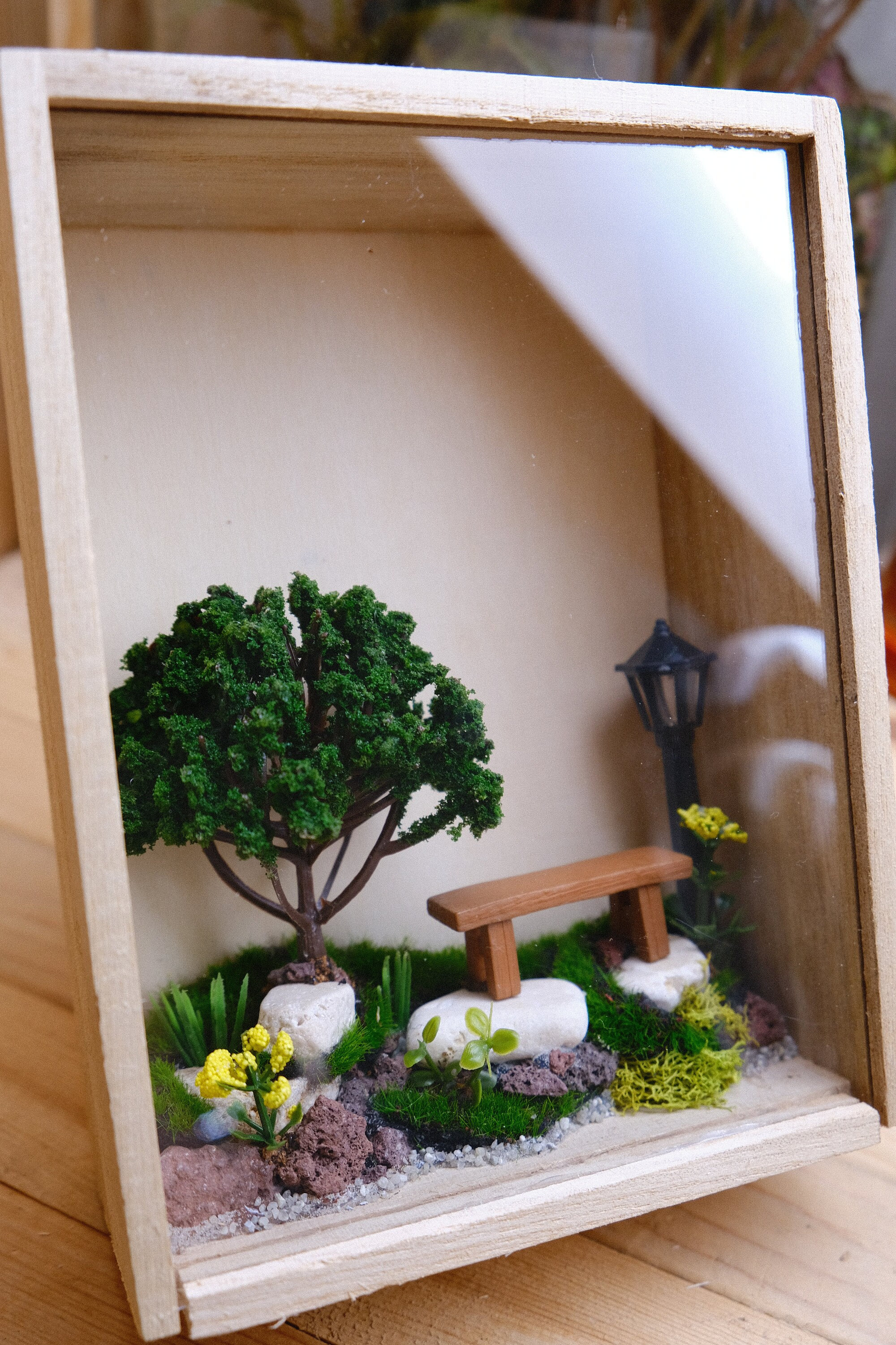 Tiny Bench Handmade Art Miniature Forest Tree Terrarium Art Diorama ...