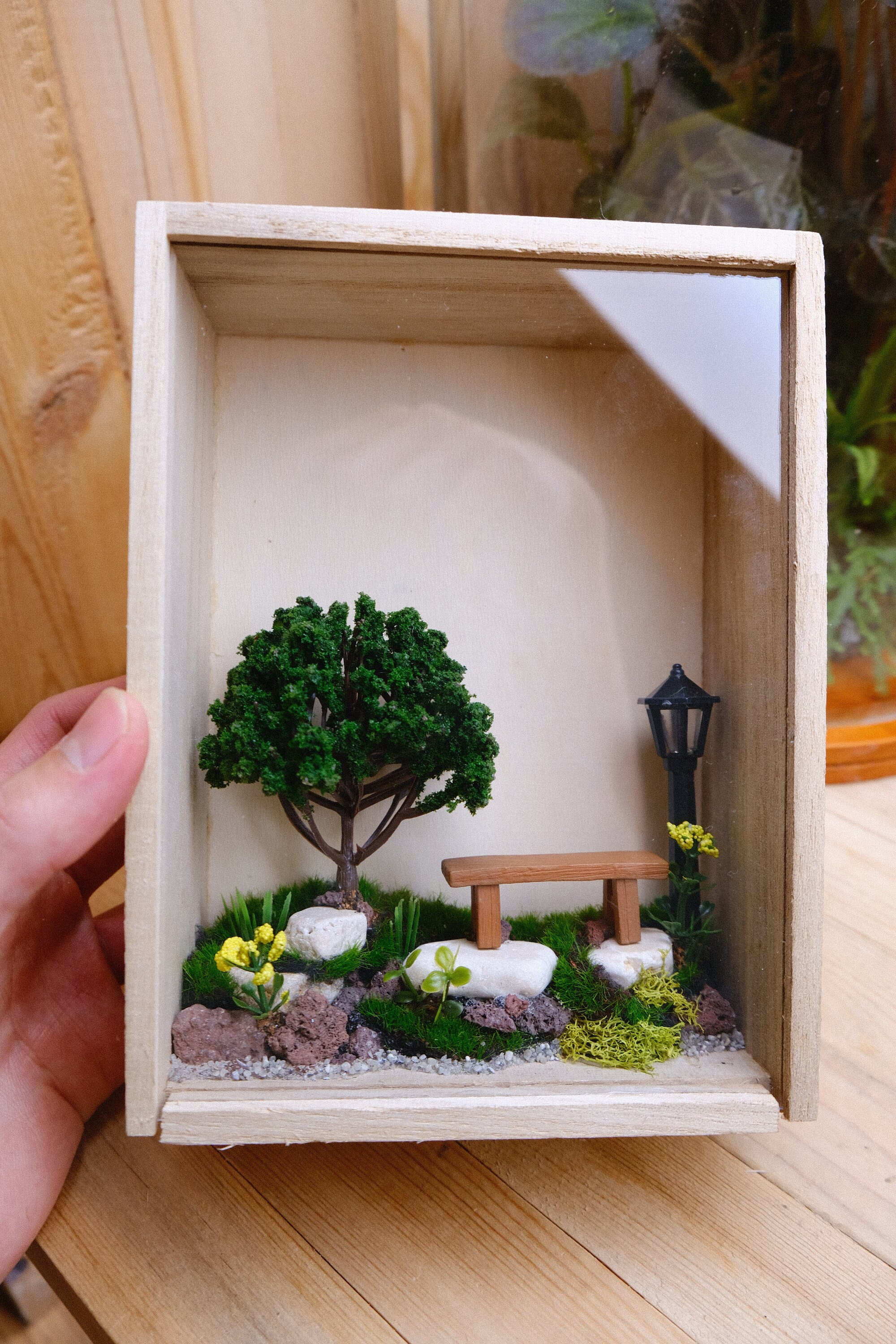 Tiny Bench Handmade Art Miniature Forest Tree Terrarium Art Diorama ...