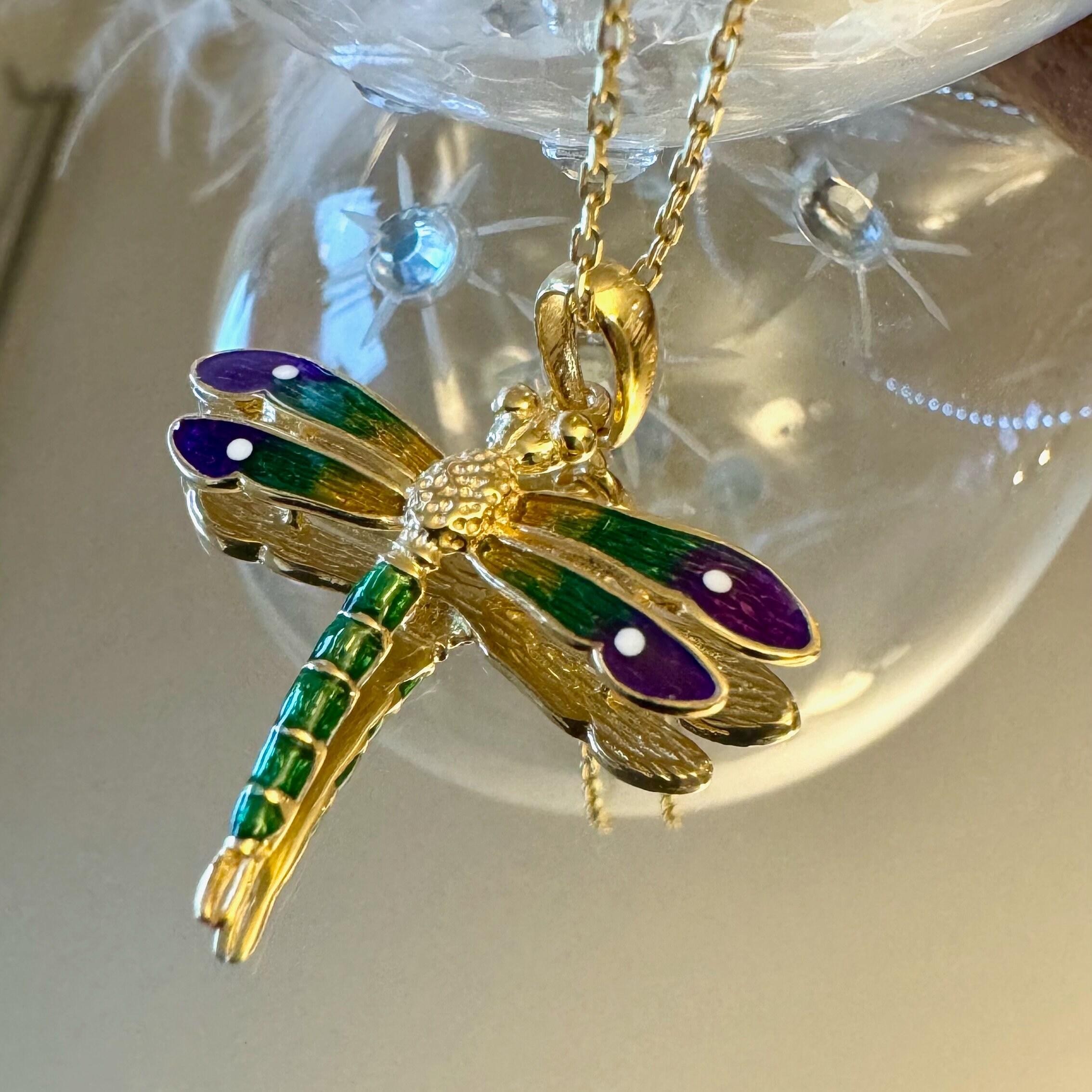 Colorful Dragonfly Necklace, 925 Sterling Silver Pendant, Handmade ...