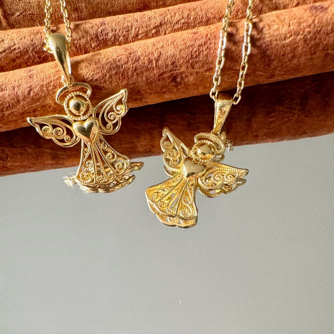 Gold-plated Sterling Silver Filigree Angel Necklace - Etsy