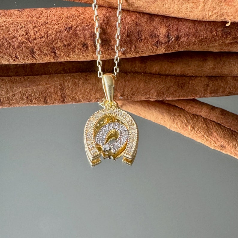 Sterling Silver Horseshoe Necklace: Lucky Charm Pendant - Etsy