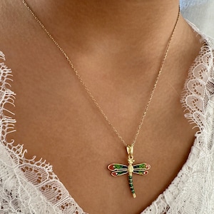 Colorful Dragonfly Necklace, 925 Sterling Silver Dragonfly Pendant ...
