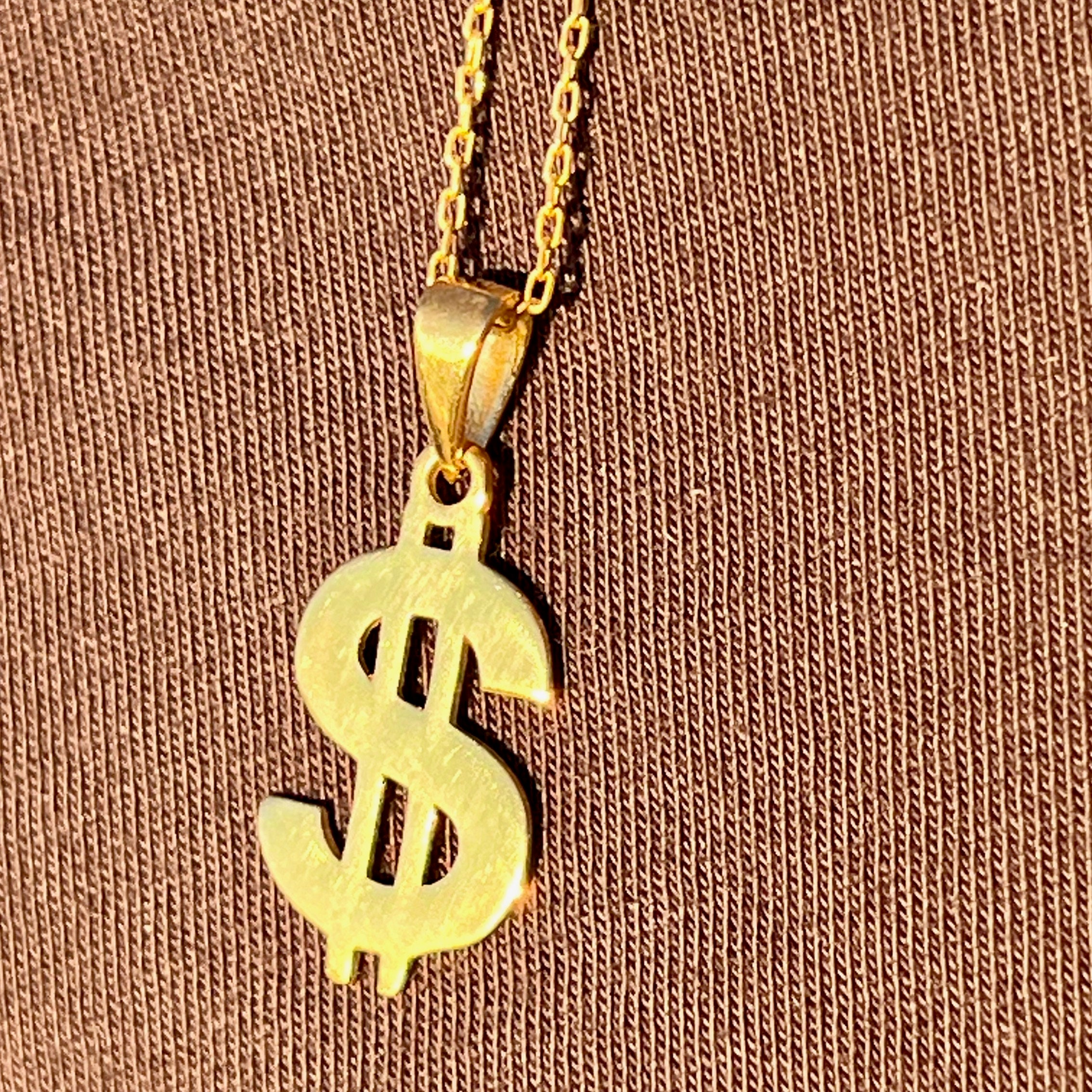 Gold-tone Sterling Silver Dollar Sign Pendant-symbol of Wealth - Etsy