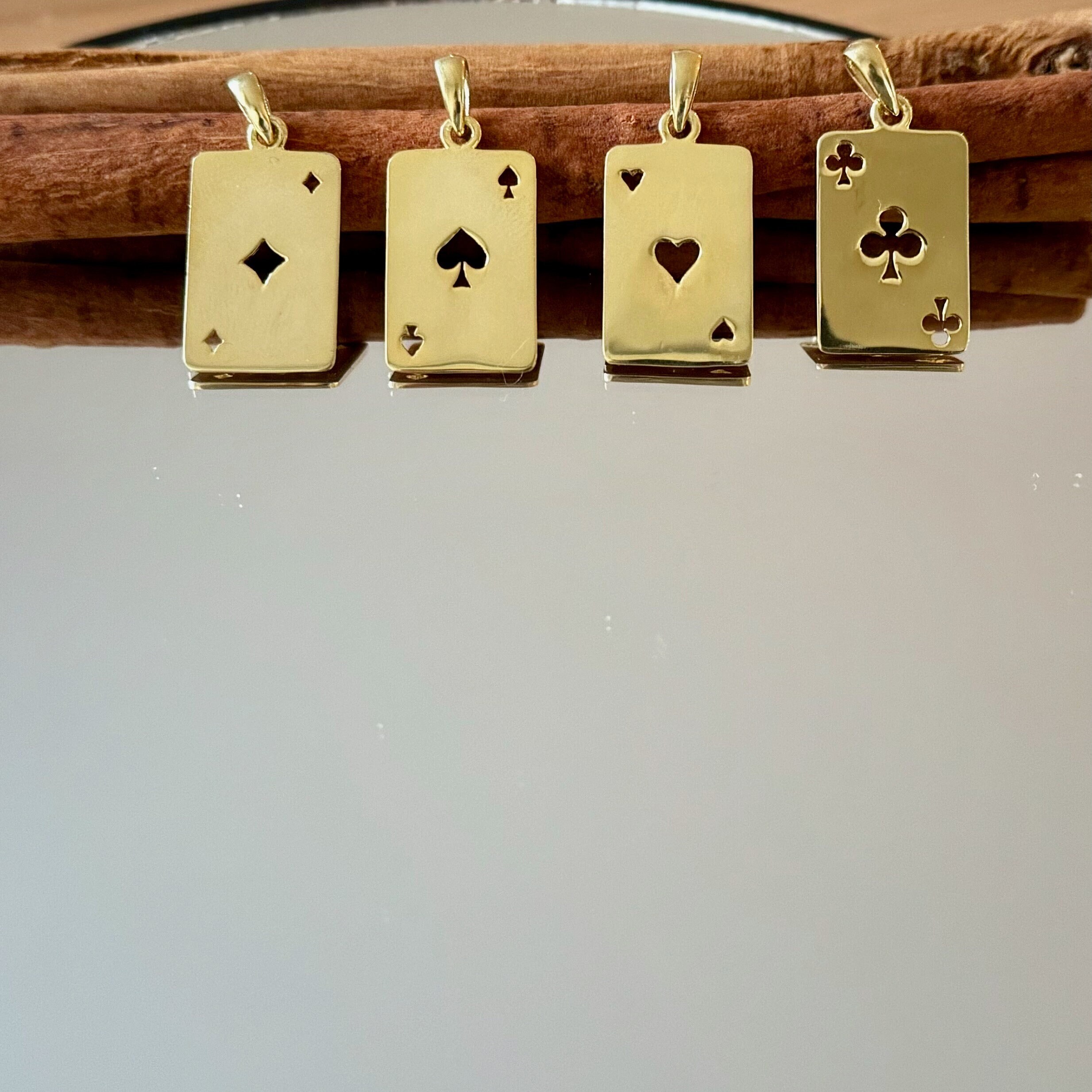 Sterling Silver Playing Card Suit Necklace: Spades, Hearts, Clubs ...