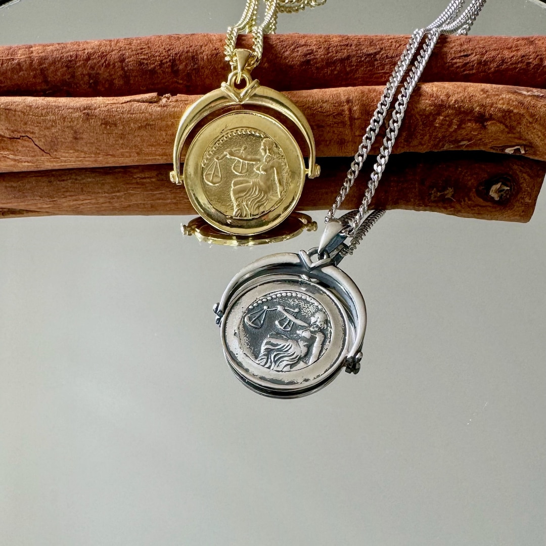 Large Libra Pendant: 925 Sterling Silver Zodiac Necklace - Etsy
