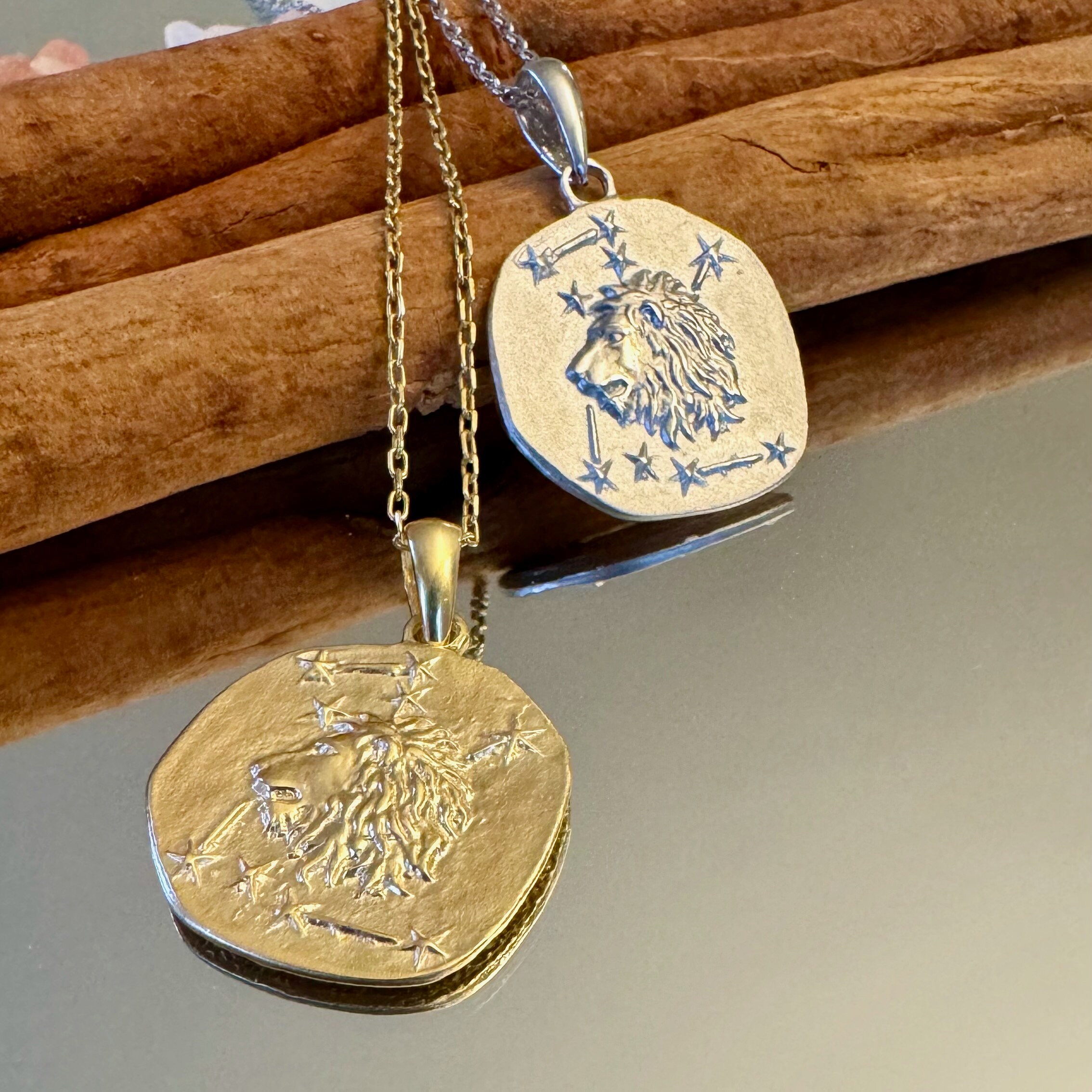 Sterling Silver Leo Necklace, Gold Leo Pendant, Zodiac Sign Charm, Gold ...