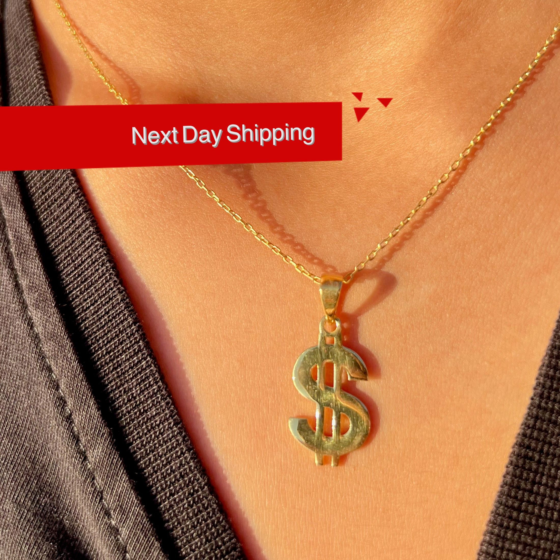 Gold-tone Sterling Silver Dollar Sign Pendant-symbol of Wealth - Etsy