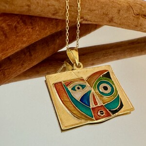 Sterling Silver Surrealist Art Pendant Necklace: Modernist Mosaic Charm ...