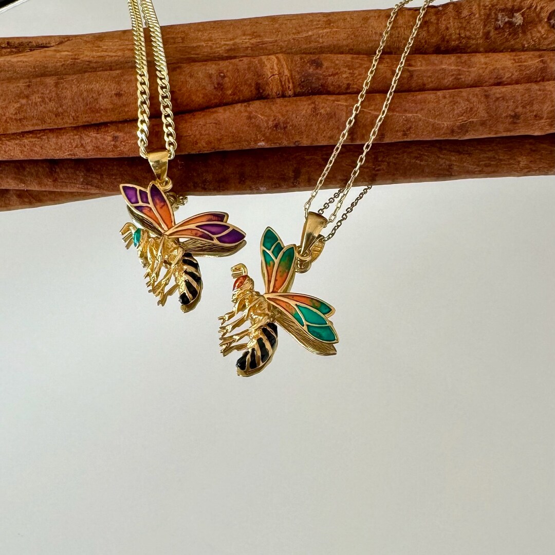 Enamel Bumble Bee Necklace: 925 Silver Honey Bee Pendant - Etsy