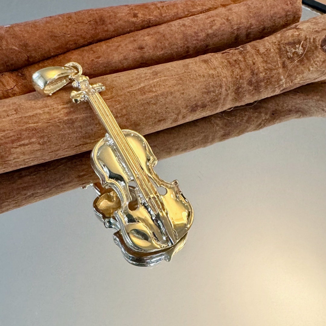 Sterling Silver Violin Necklace, Violin Pendant, Musical Instrument ...