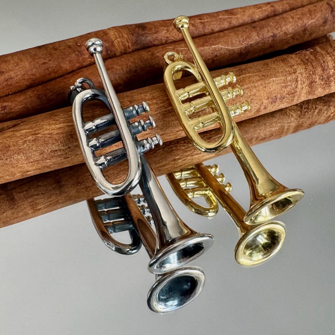 Sterling Silver Trumpet Necklace: Musician Jewelry, Jazz Instrument ...