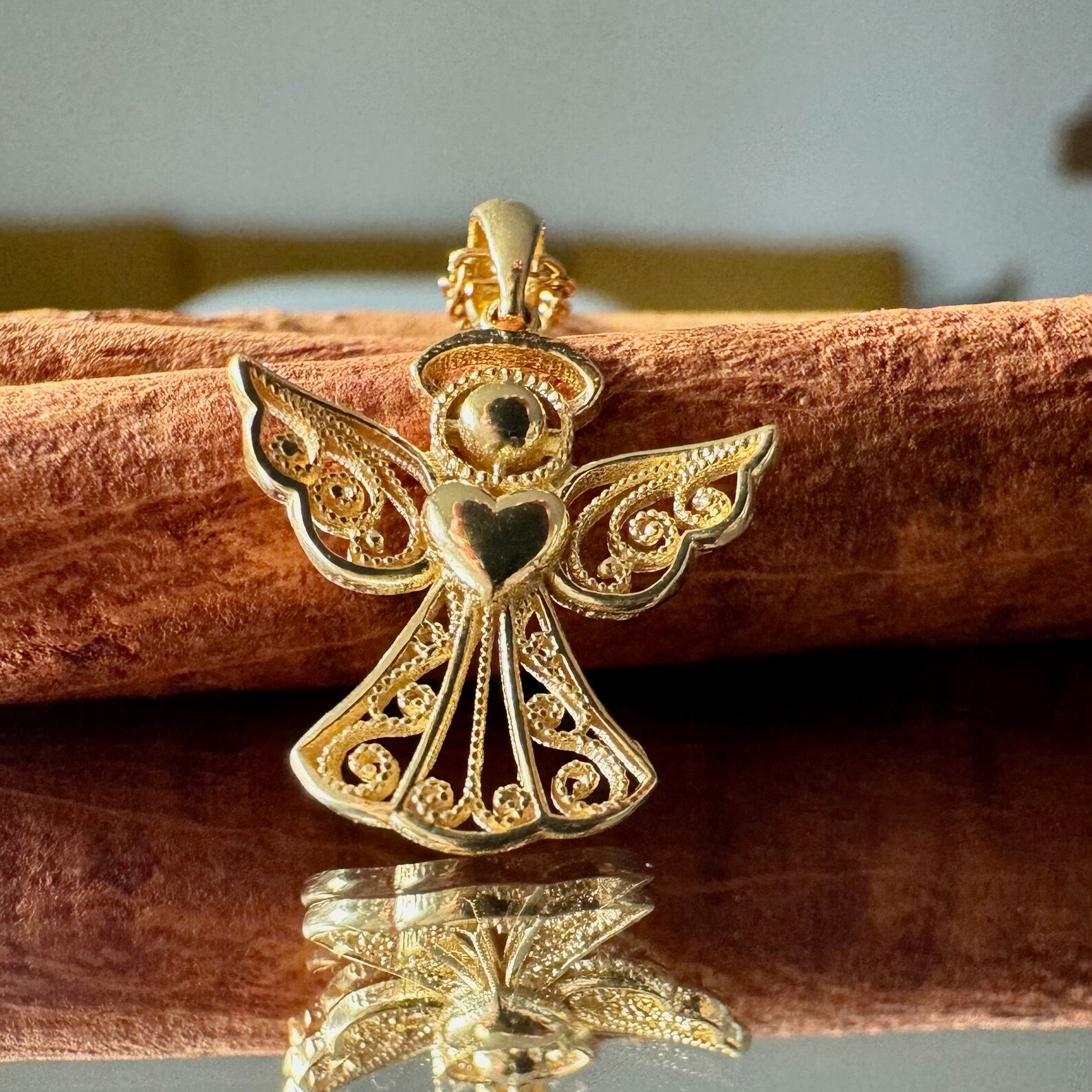 Gold-plated Sterling Silver Filigree Angel Necklace - Etsy