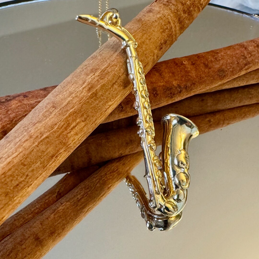 Sterling Silver Saxophone Pendant: Handmade Music Jewelry, Jazz Gift ...