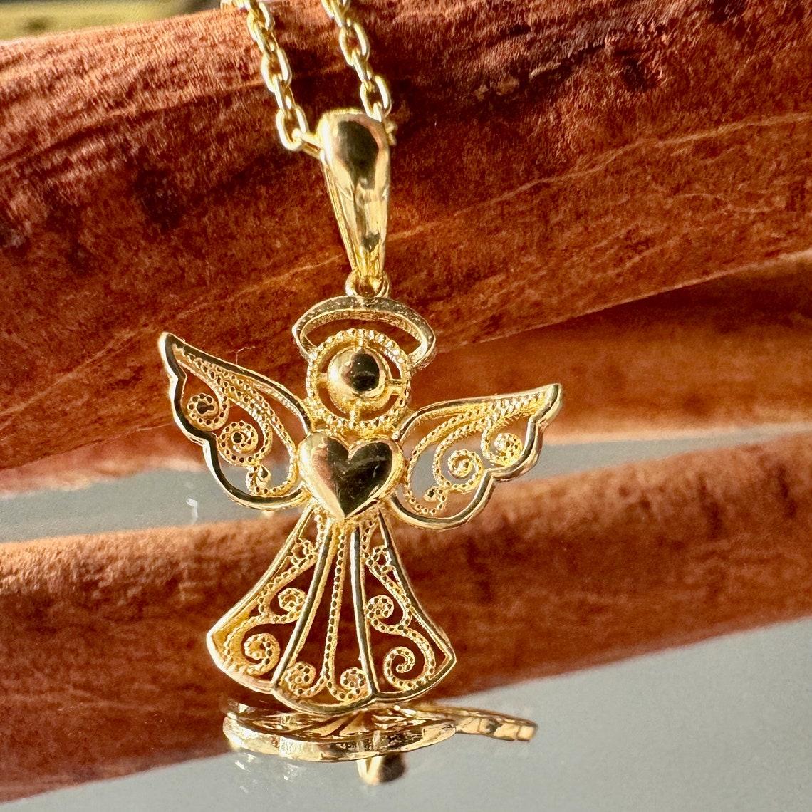 Gold-plated Sterling Silver Filigree Angel Necklace - Etsy