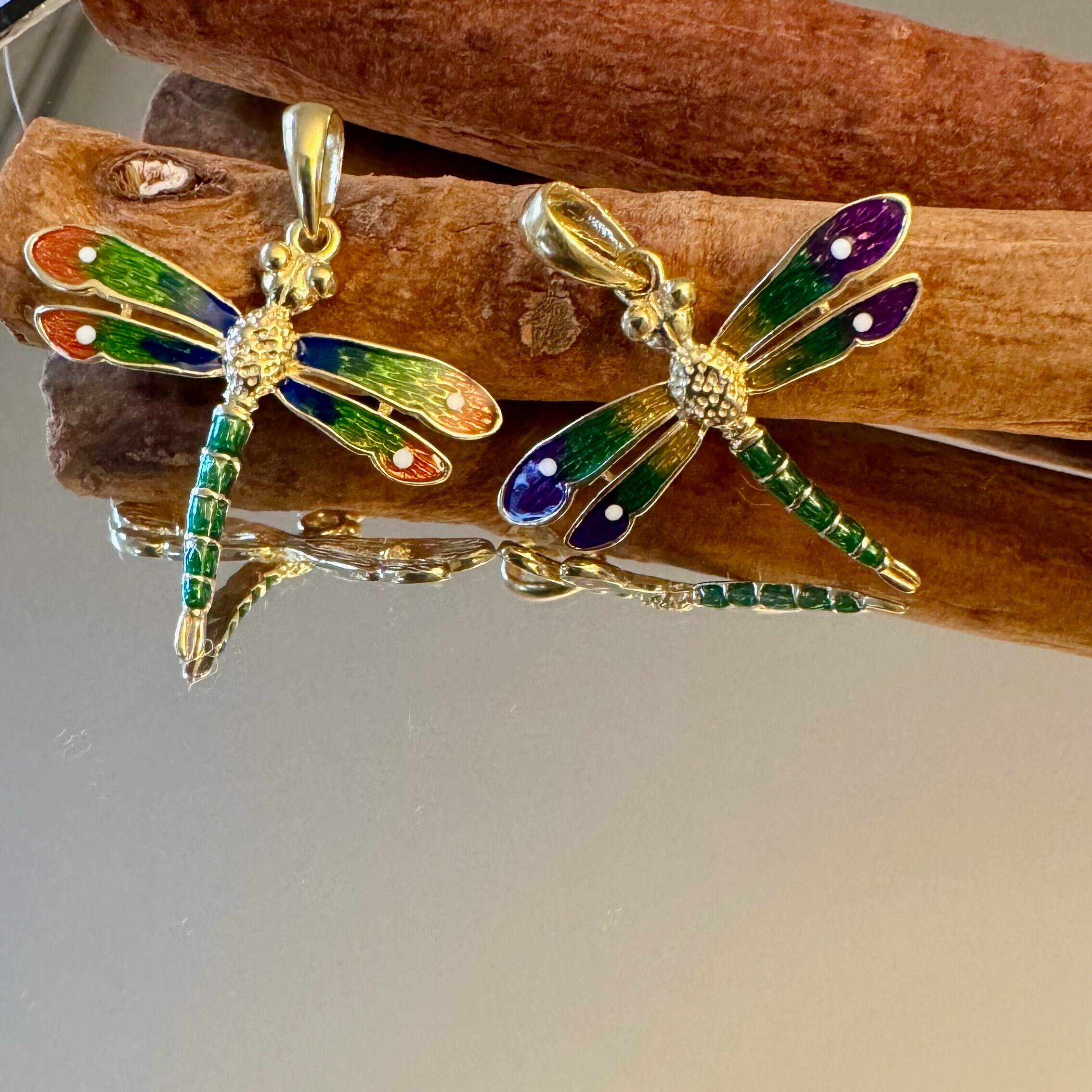 Colorful Dragonfly Necklace, 925 Sterling Silver Pendant, Handmade ...