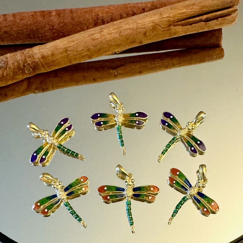 Colorful Dragonfly Necklace, 925 Sterling Silver Pendant, Handmade ...