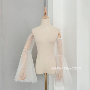 Elegant Flared Sleeves Custom Color Sleeves, Detachable Tulle Sleeves ...