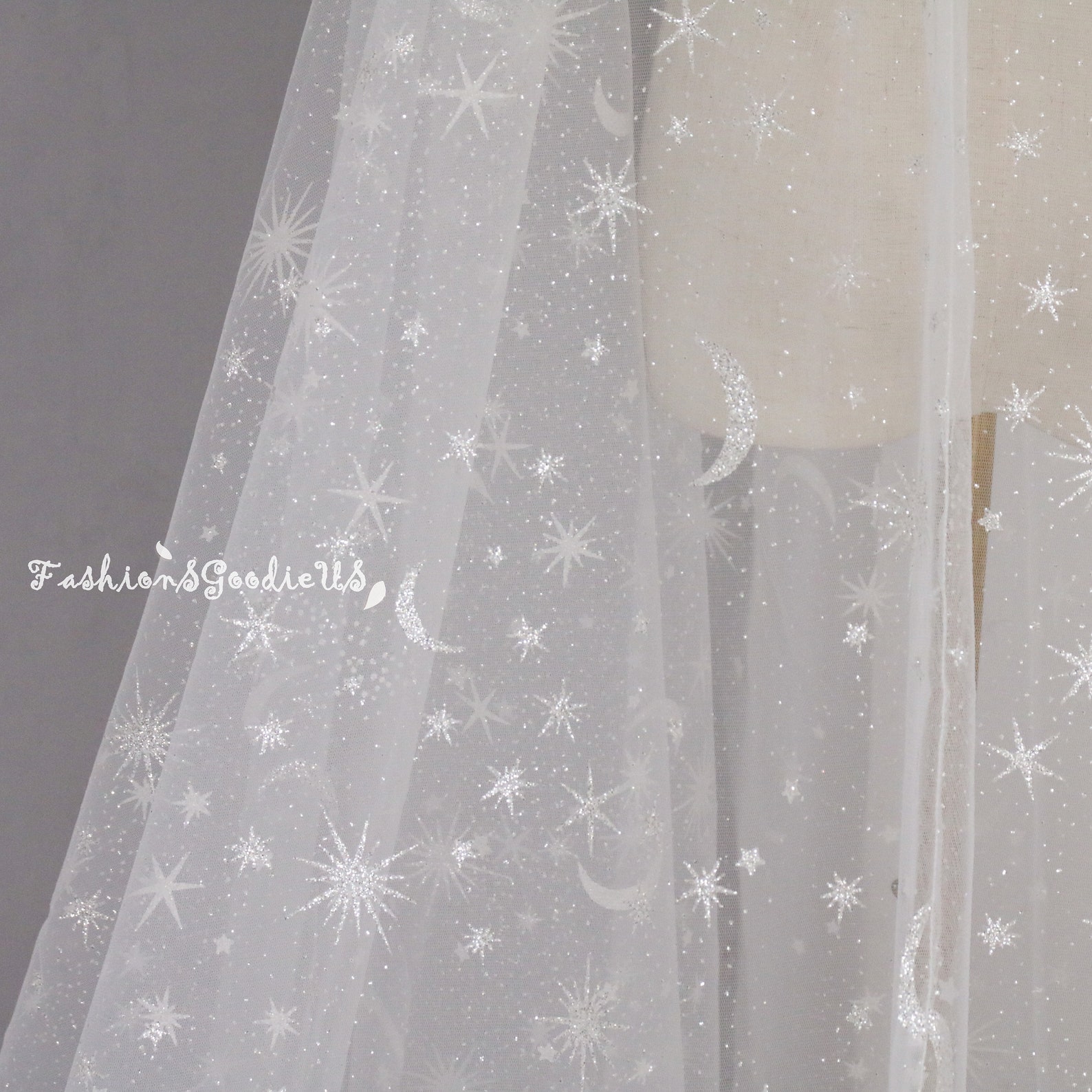 Sparkling Stars Wedding Cape Veil, Starry Stars Cape Veil With Hood ...