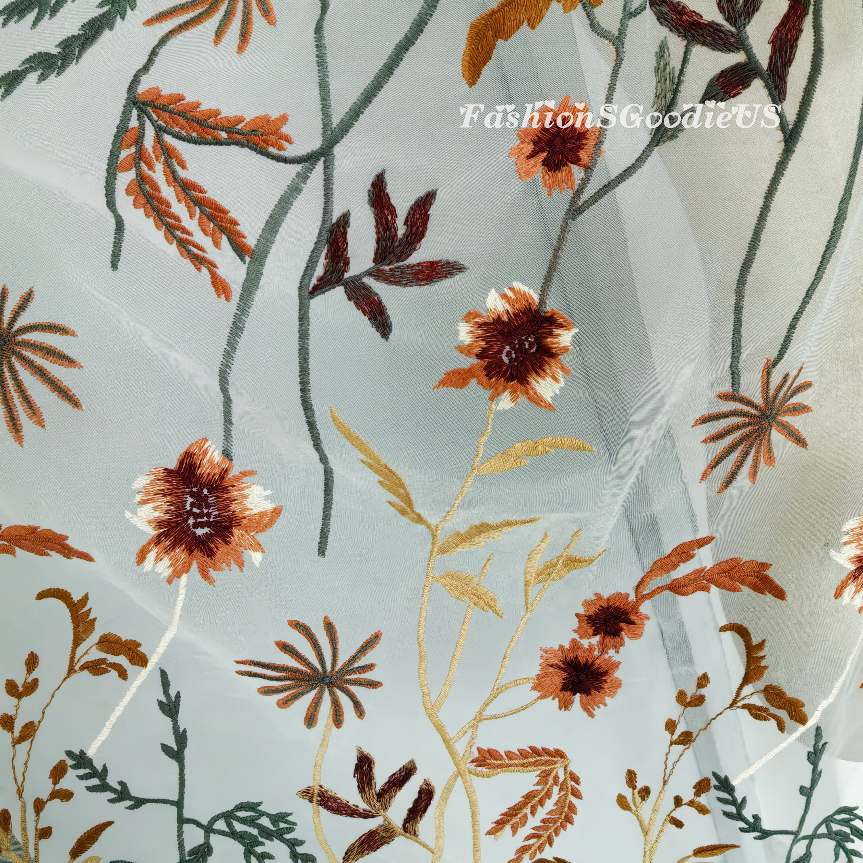 New! Autumn Foliage Wedding Veil, Embroidered Flower Vine Bridal Veil ...
