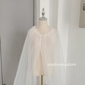 Minimalist Plain Tulle Wedding Cape, Custom Color Hooded Cape ...