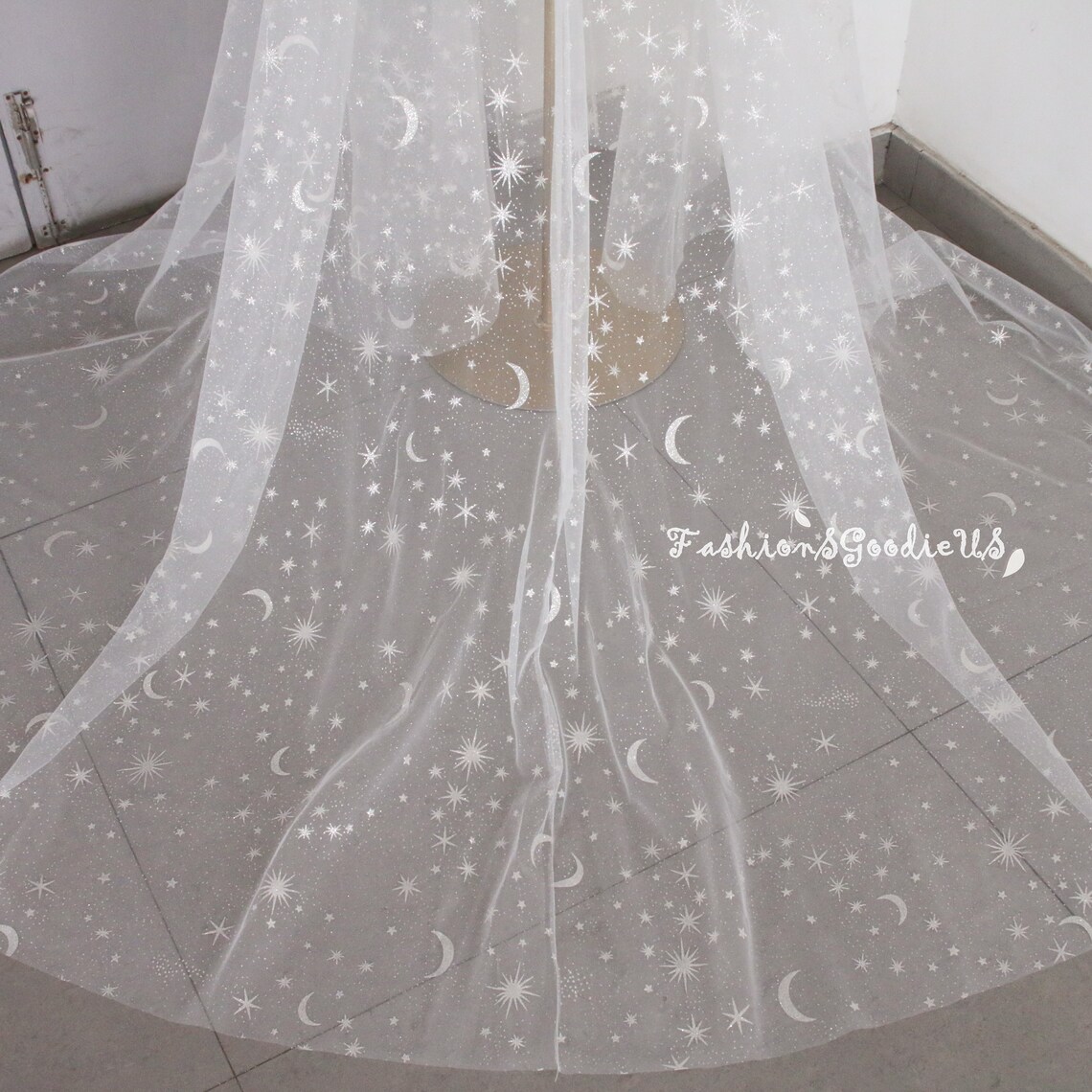 Sparkling Stars Wedding Cape Veil, Starry Stars Cape Veil With Hood ...