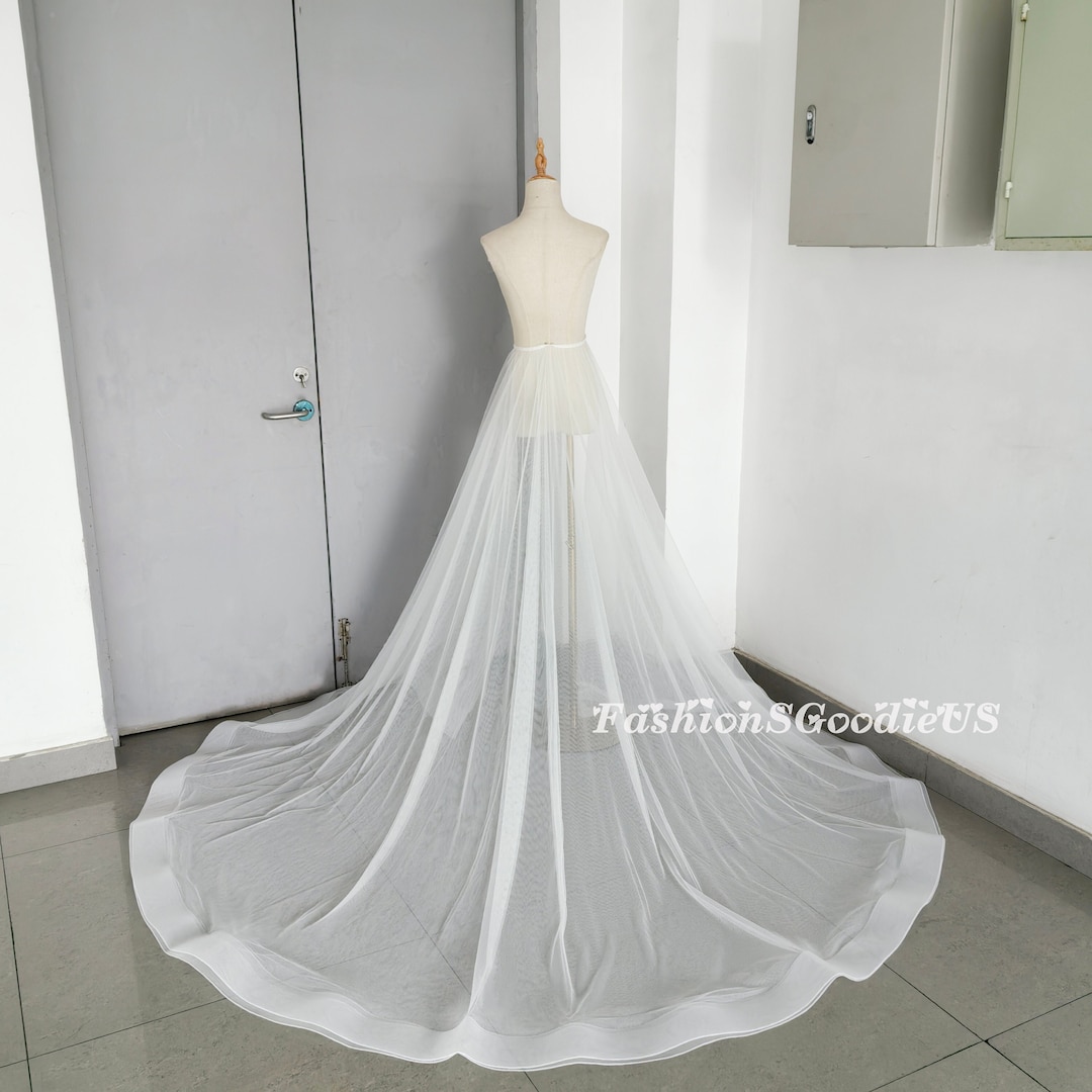 Two Layers Plain Tulle Bridal Train, Detachable Wedding Dress Train ...