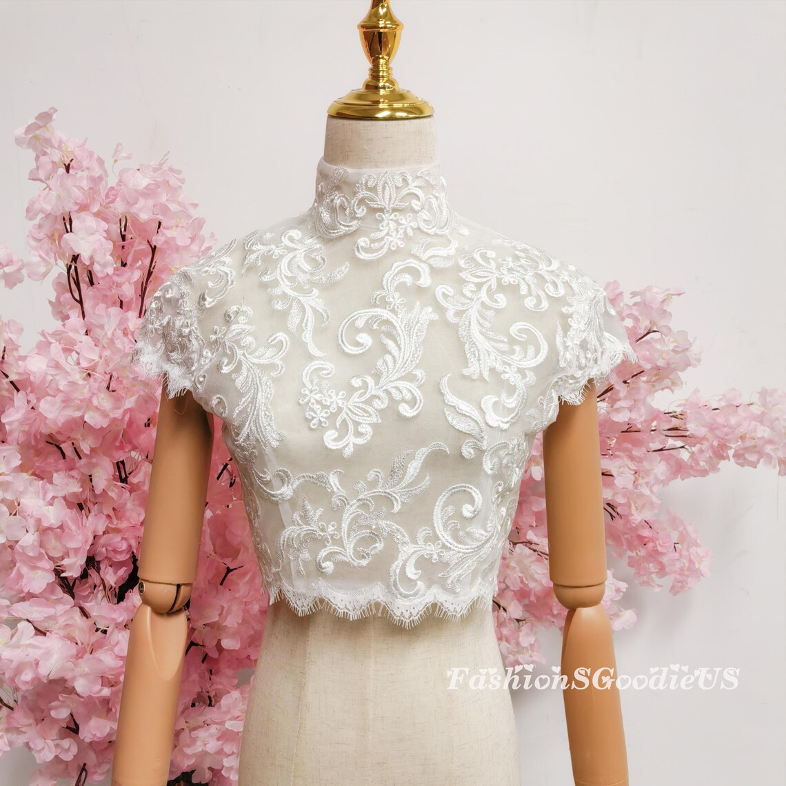 Elegant Flower Lace Wedding Dress Cover Up, Short Sleeves Lace Boleros ...