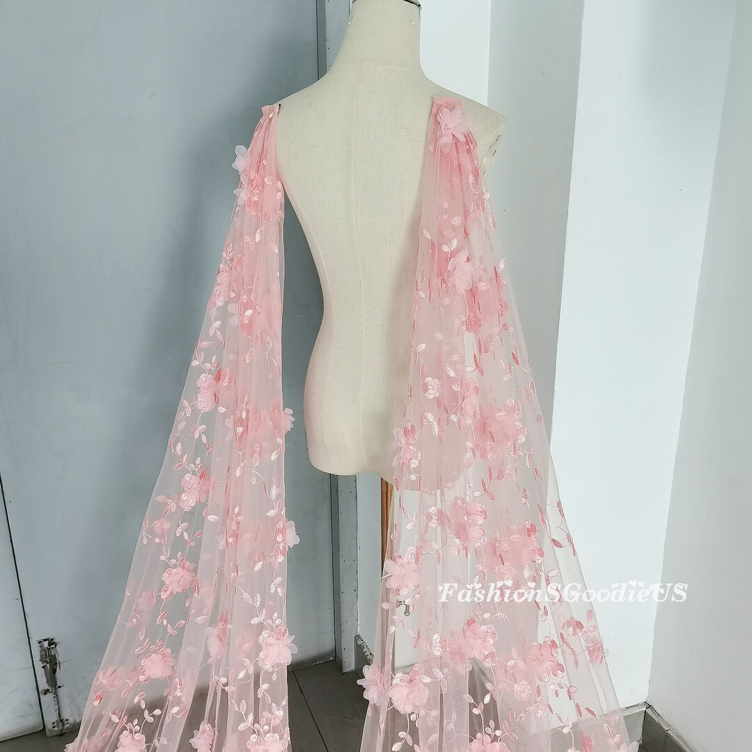Dreamy Pink Floral Wedding Wings, White Black Floral Tulle Wings ...