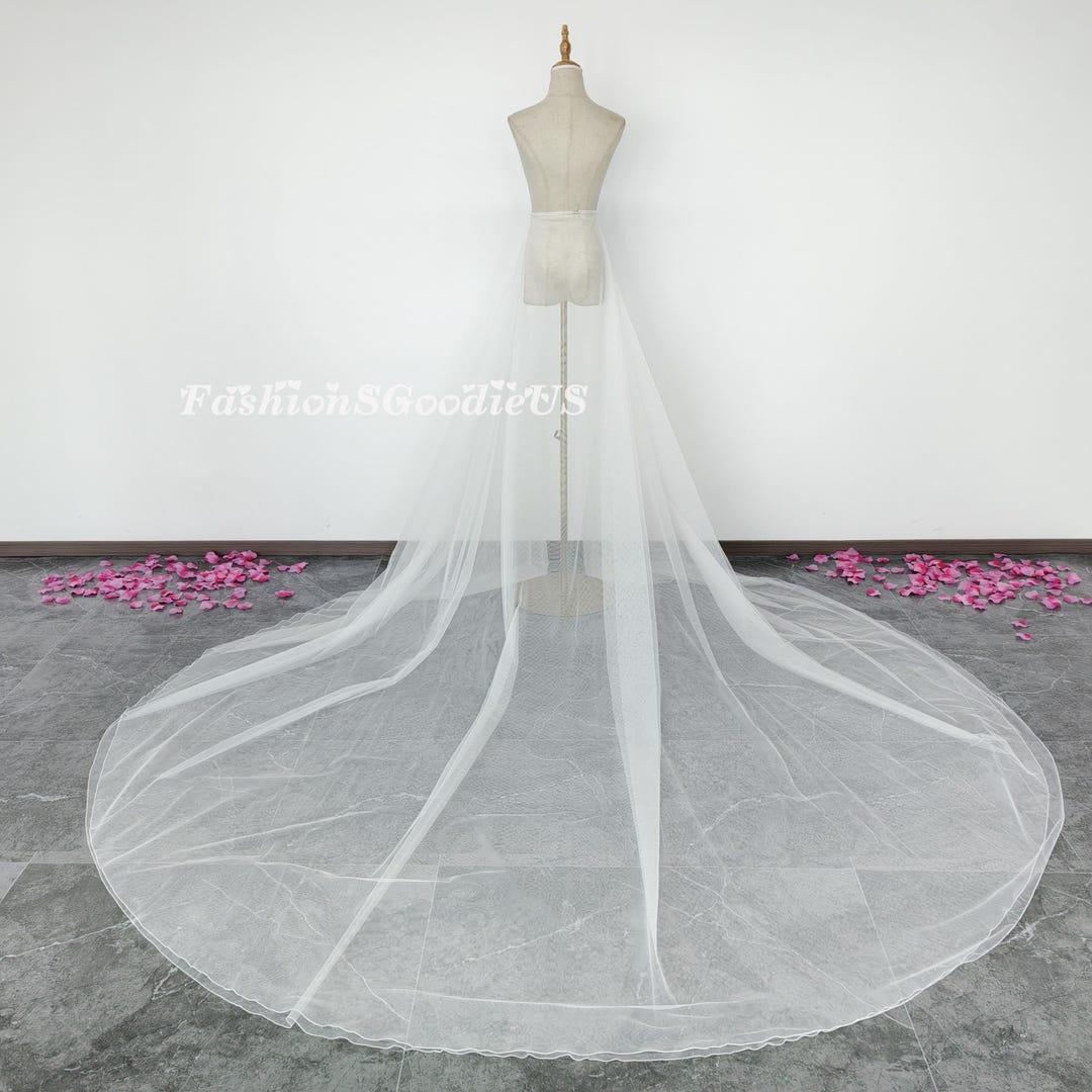 Minimalist Two Layers Plain Tulle Bridal Train, Detachable Wedding ...