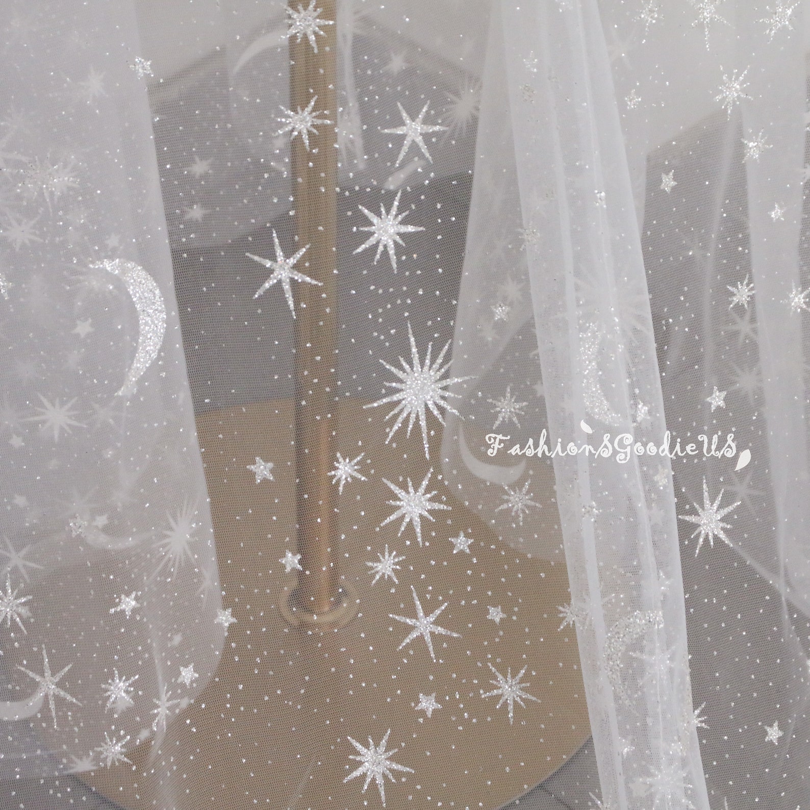 Sparkling Stars Wedding Cape Veil, Starry Stars Cape Veil With Hood ...