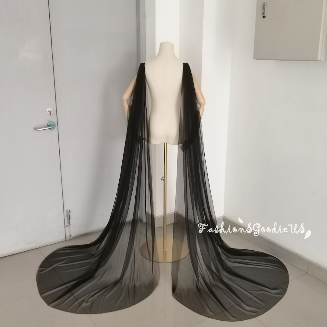 Black Wedding Wings, Custom Color Tulle Wings, Shoulder Veil, Halloween ...