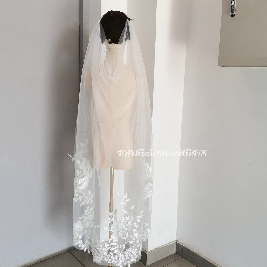 Leaf Lace Draped Wedding Veil, Drape Veil, Bohemia Bridal Veil, Veil ...