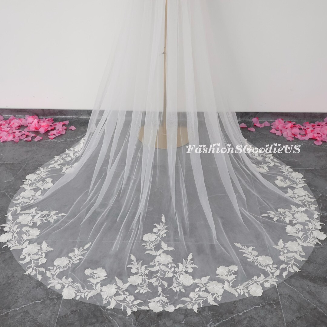 Flower Lace Detachable Train With Centered Pearl, Wedding Dress ...