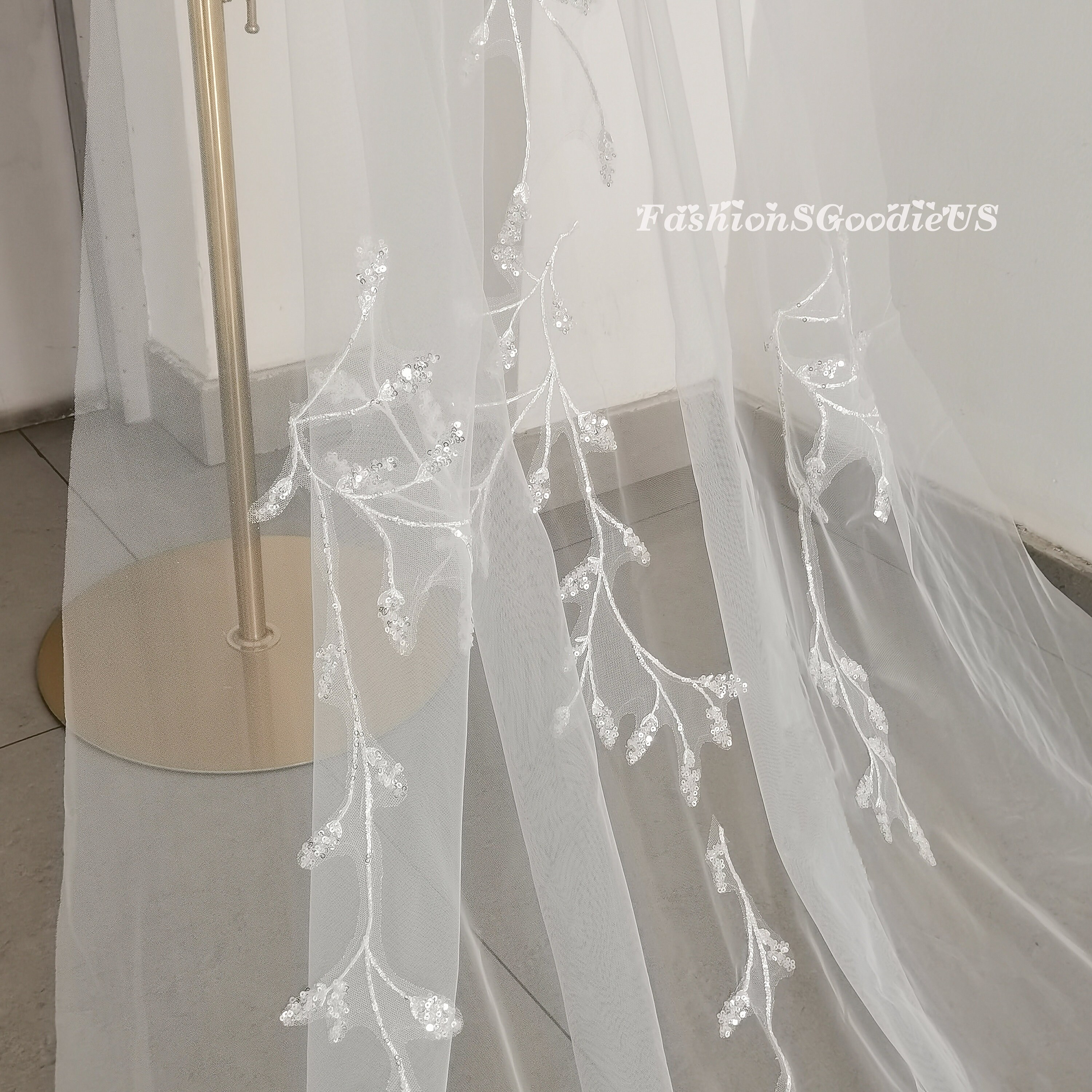 New Design Sparkling Vine Lace Wedding Wings, Soft Tulle Shoulder Veil ...