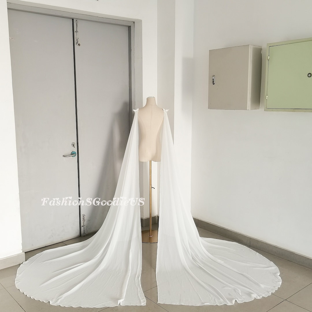Minimalist Chiffon Wedding Wings, Chiffon Wings, Shoulder Veil, Special ...