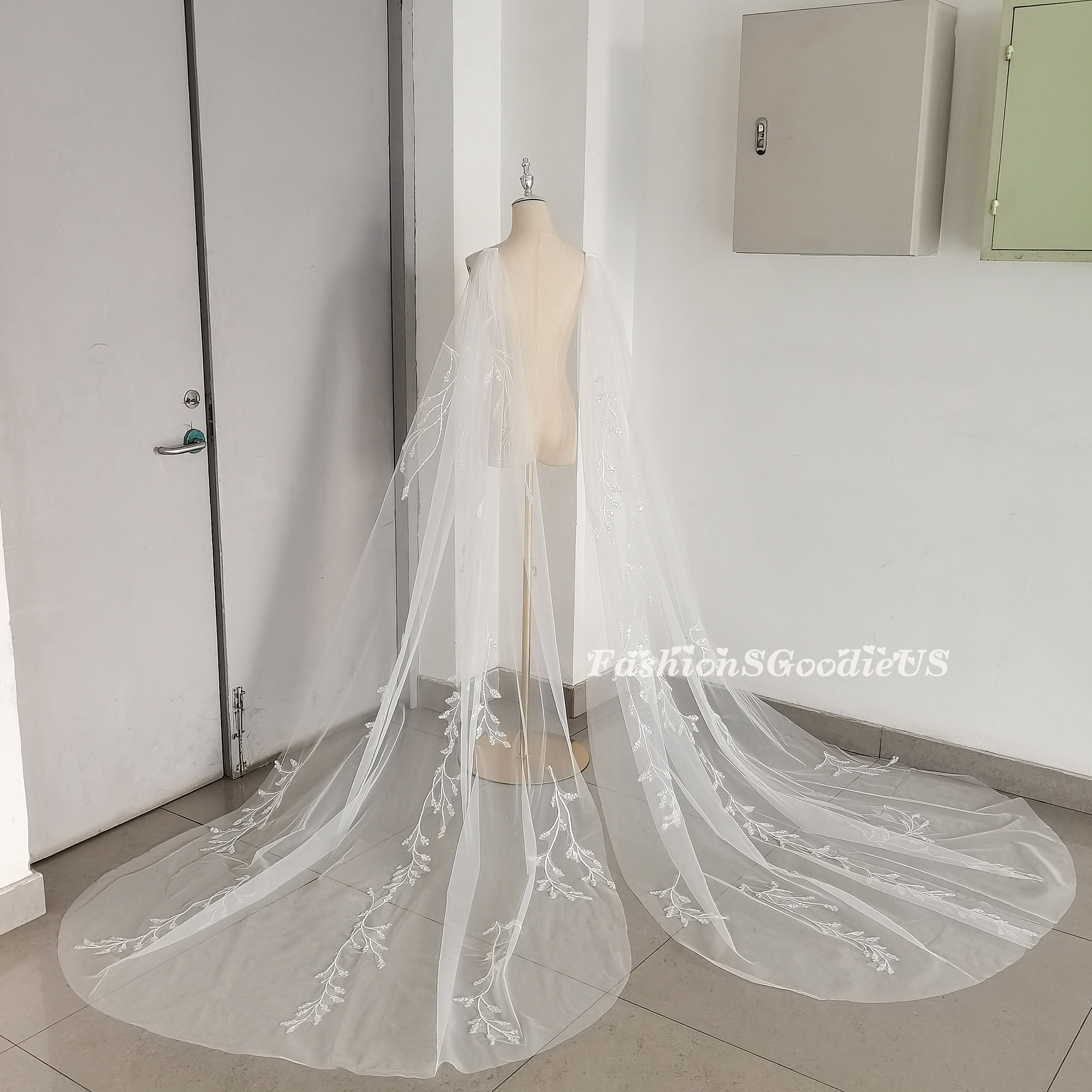 New Design Sparkling Vine Lace Wedding Wings, Soft Tulle Shoulder Veil ...