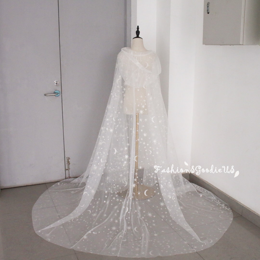 Sparkling Stars Wedding Cape Veil Starry Stars Cape Veil With - Etsy