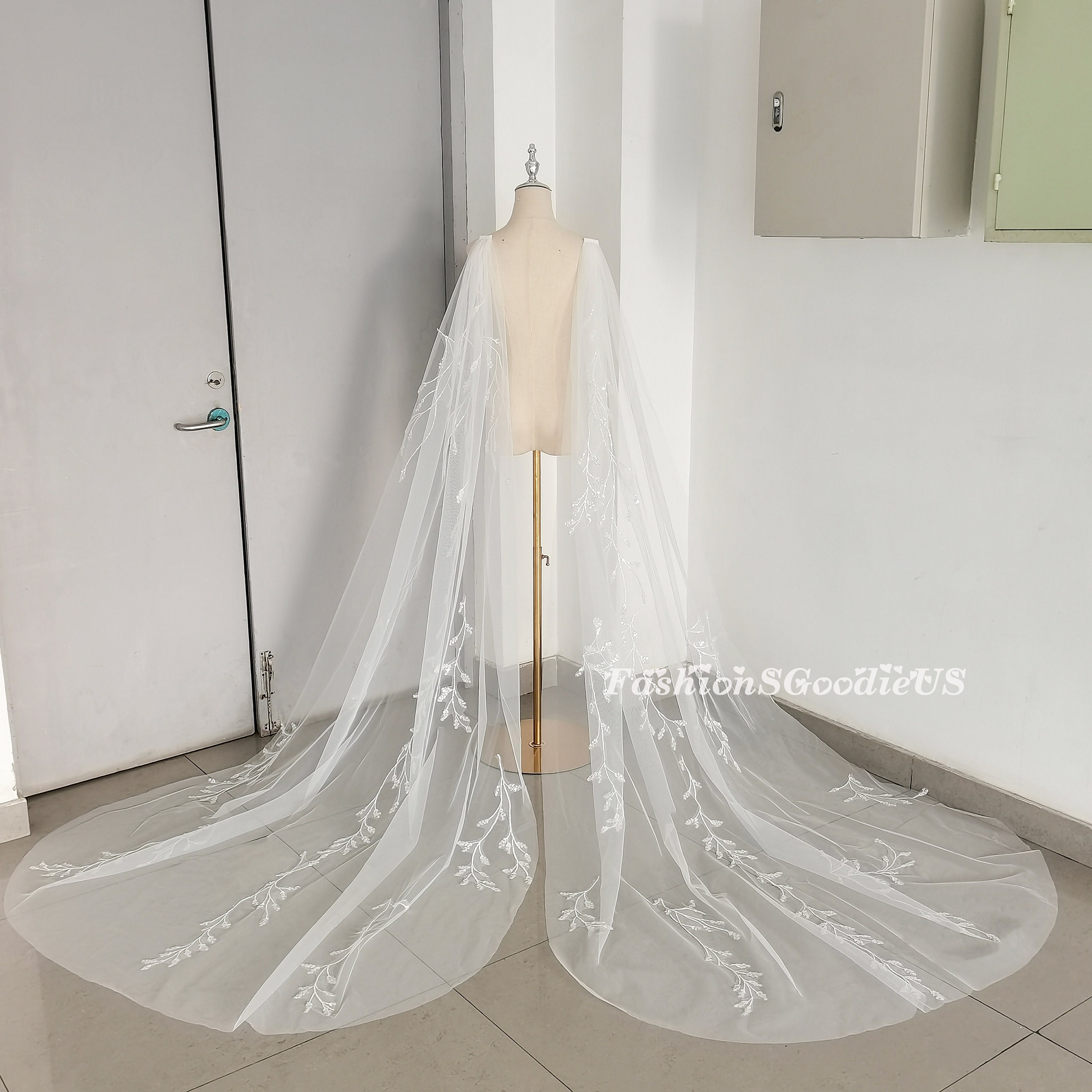 New Design Sparkling Vine Lace Wedding Wings, Soft Tulle Shoulder Veil ...