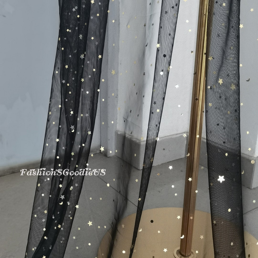 Black Starry Veil, Black Tulle Gold Stars Wedding Veil, Sparkle Stars ...