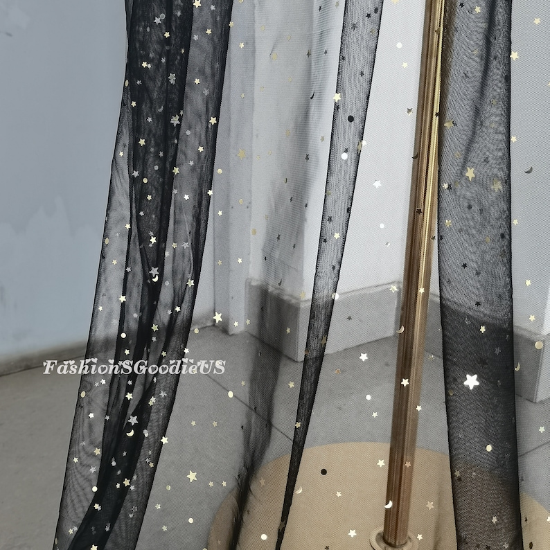 Black Starry Veil, Black Tulle Gold Stars Wedding Veil, Sparkle Stars ...